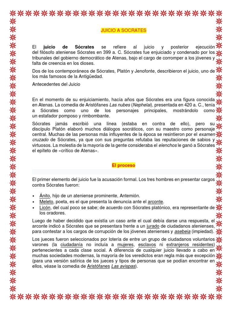 Juicio A Socrates | PDF | Sócrates | Los antiguos griegos