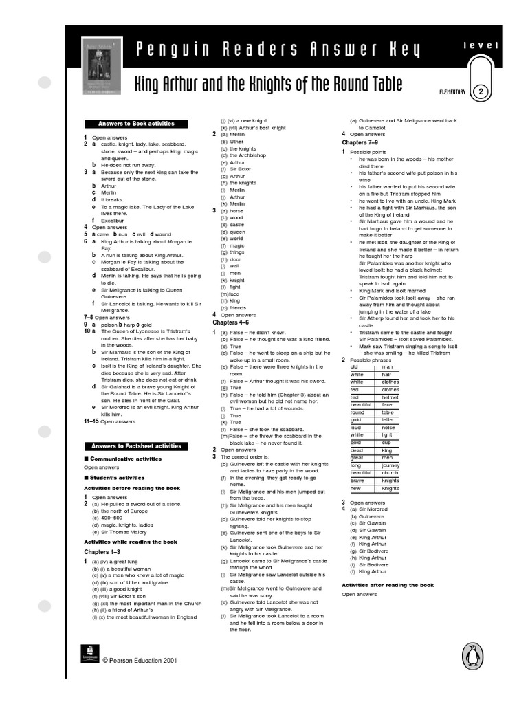 King Arthur and The Knights of The Round Table: Penguin Readers Answer ...