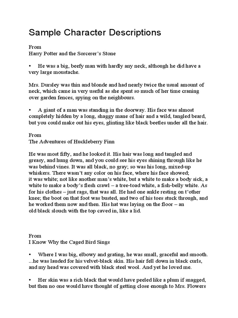 Sample Character Description | PDF