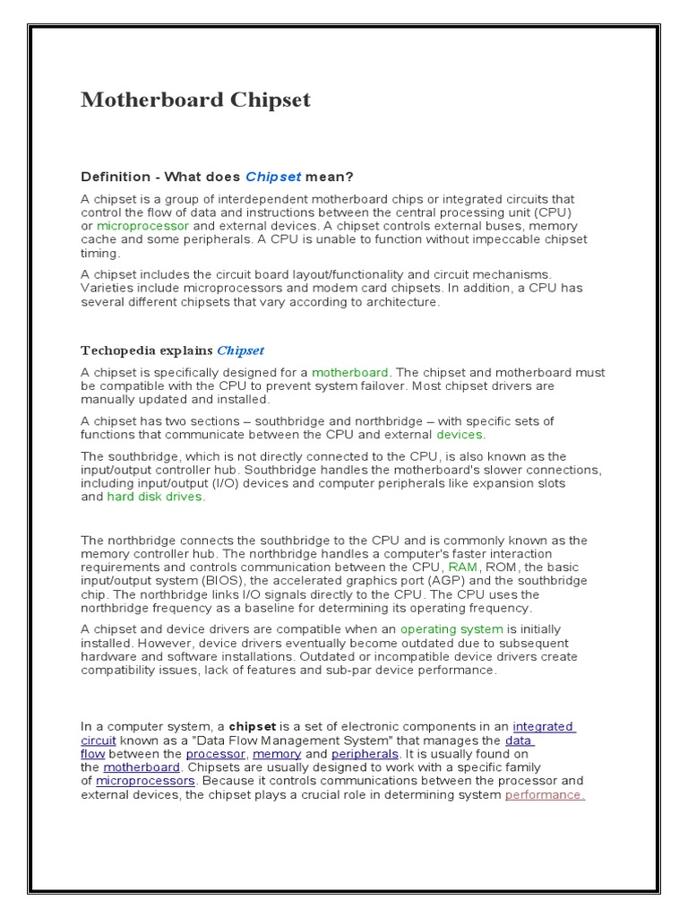 Motherboard Chipset: Definition - What Does Mean? | PDF | Personal ...
