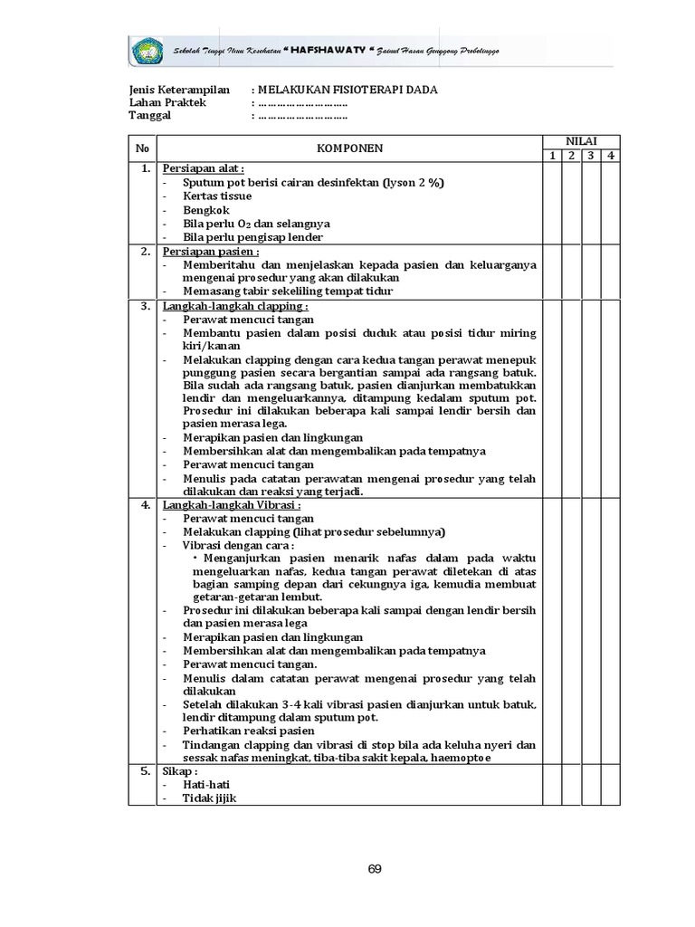 Sop Fisioterapi Dada 1591101515 | PDF