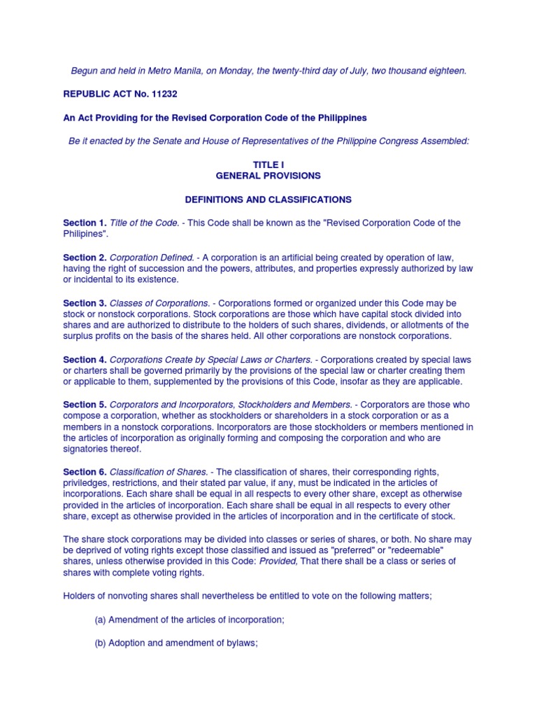 Corpo Code | PDF | Corporations | Preferred Stock