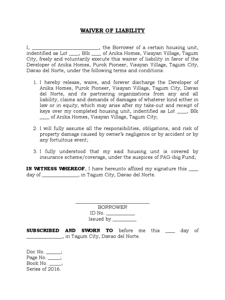 Waiver of Liability | PDF