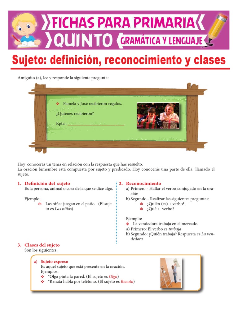 Hojas De Trabajo Completas De Sujeto Y Predicado 221216 | Sujeto,