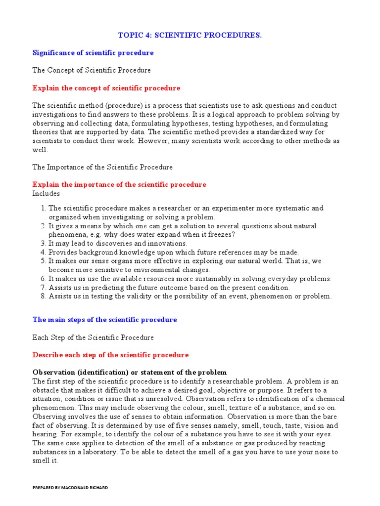 Understanding Scientific Procedures | PDF | Scientific Method | Experiment
