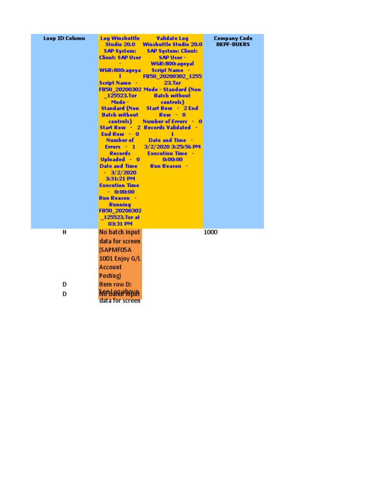 SAPMF05A Batch Input Errors Report | PDF