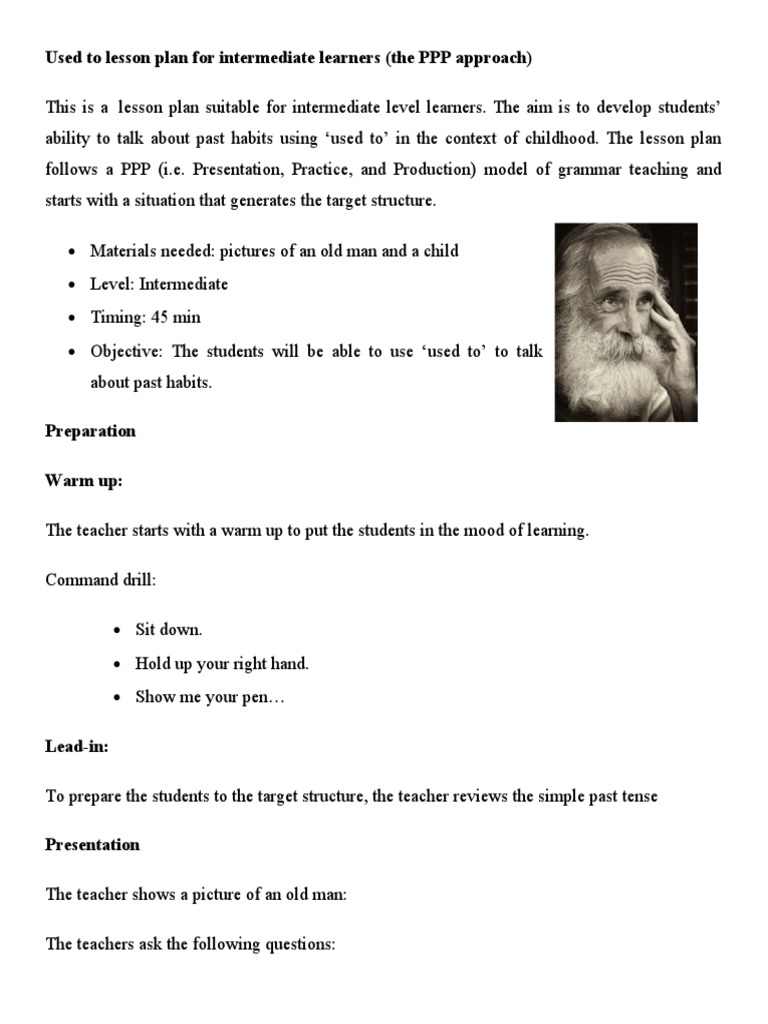 Used To Lesson Plan For Intermediate Learners | PDF | Lesson Plan ...