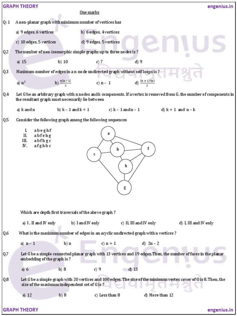 Graph Theory Questions | PDF | Vertex (Graph Theory) | Graph Theory