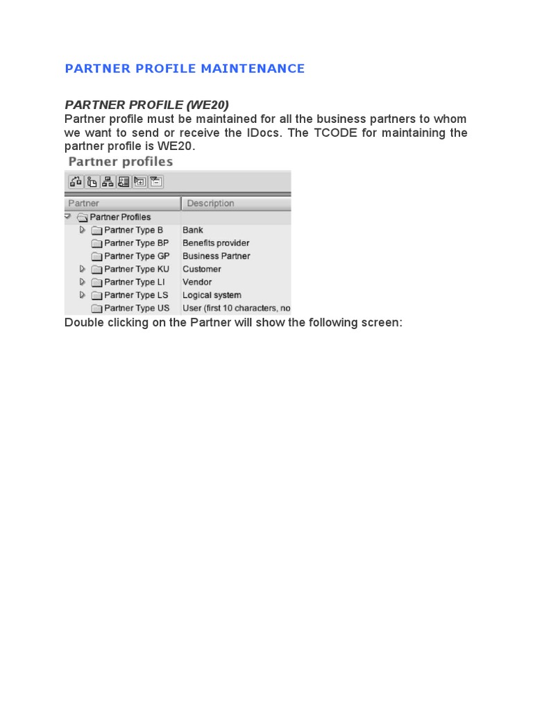 IDOC-Basics-Partner Profile | PDF | Electronic Data Interchange | Parameter (Computer Programming)