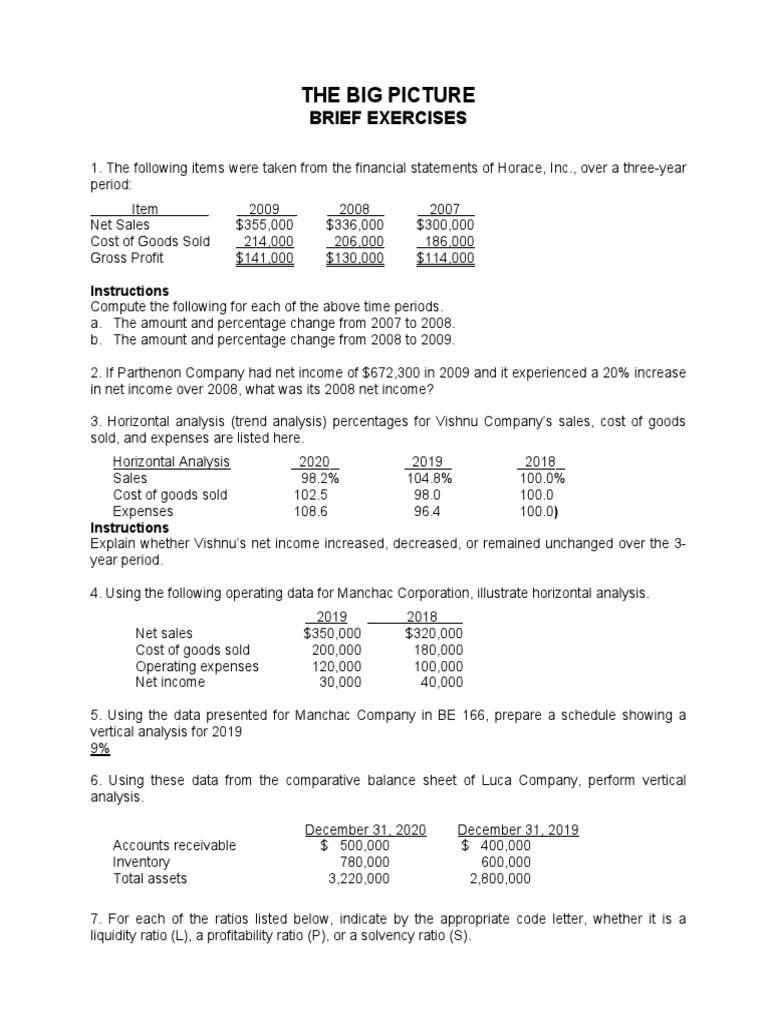 The Big Picture: Brief Exercises | PDF | Revenue | Expense