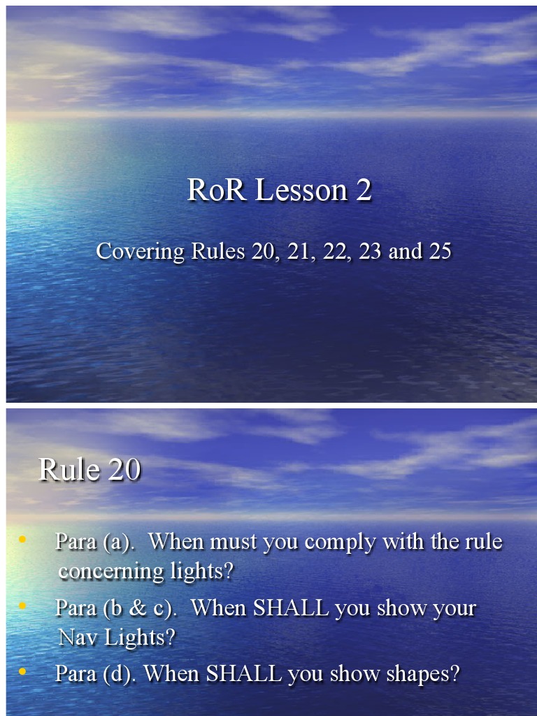RoR Rules 20-25: Navigation Lights Guide | PDF | Technology & Engineering