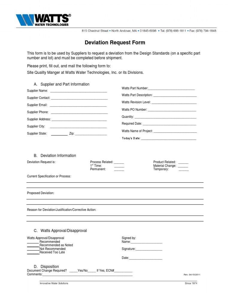 Supplierdeviationform | PDF | Business