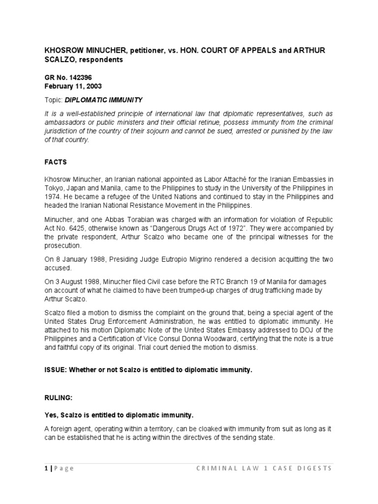 Khosrow Minucher, Petitioner, vs. Hon. Court of Appeals and Arthur ...