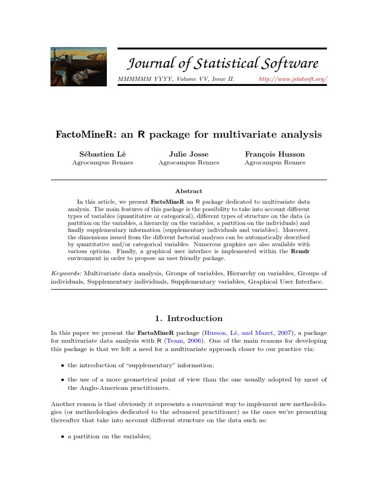 Factominer An R Package For Multivariate Analysis