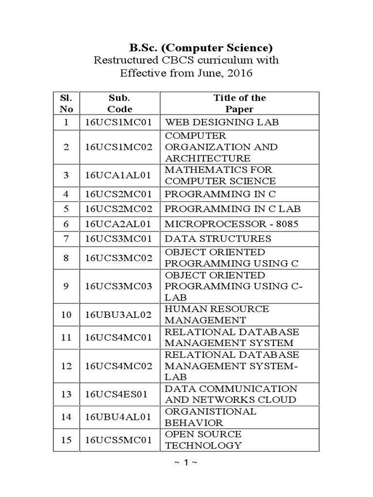 B.Sc. Computer Science Curriculum at Loyola | PDF | C++ | Cloud Computing
