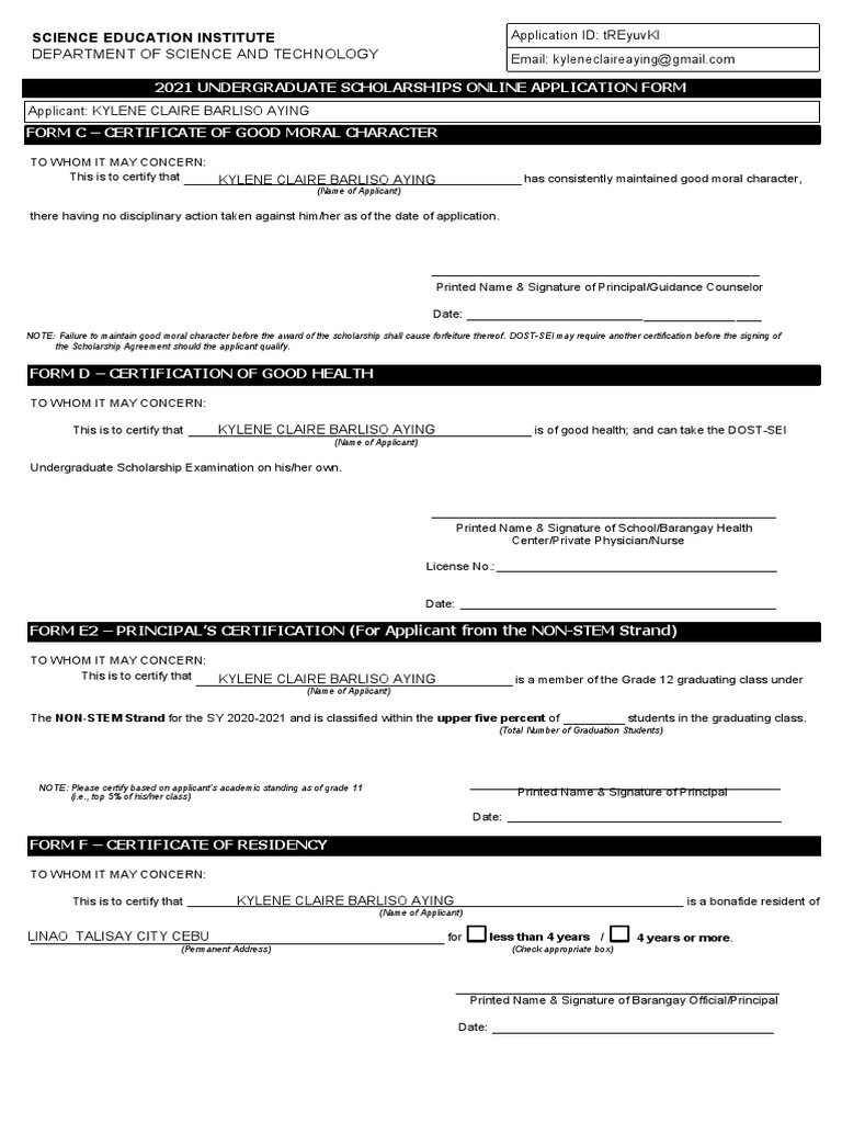 2021 Undergraduate Scholarships Online Application Form Form C ...