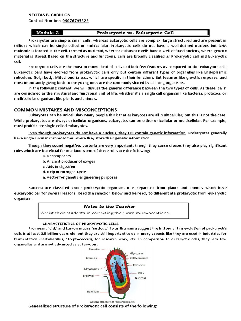 Gen. Bio 1 Module 2 | Prokaryote | Cell (Biology)