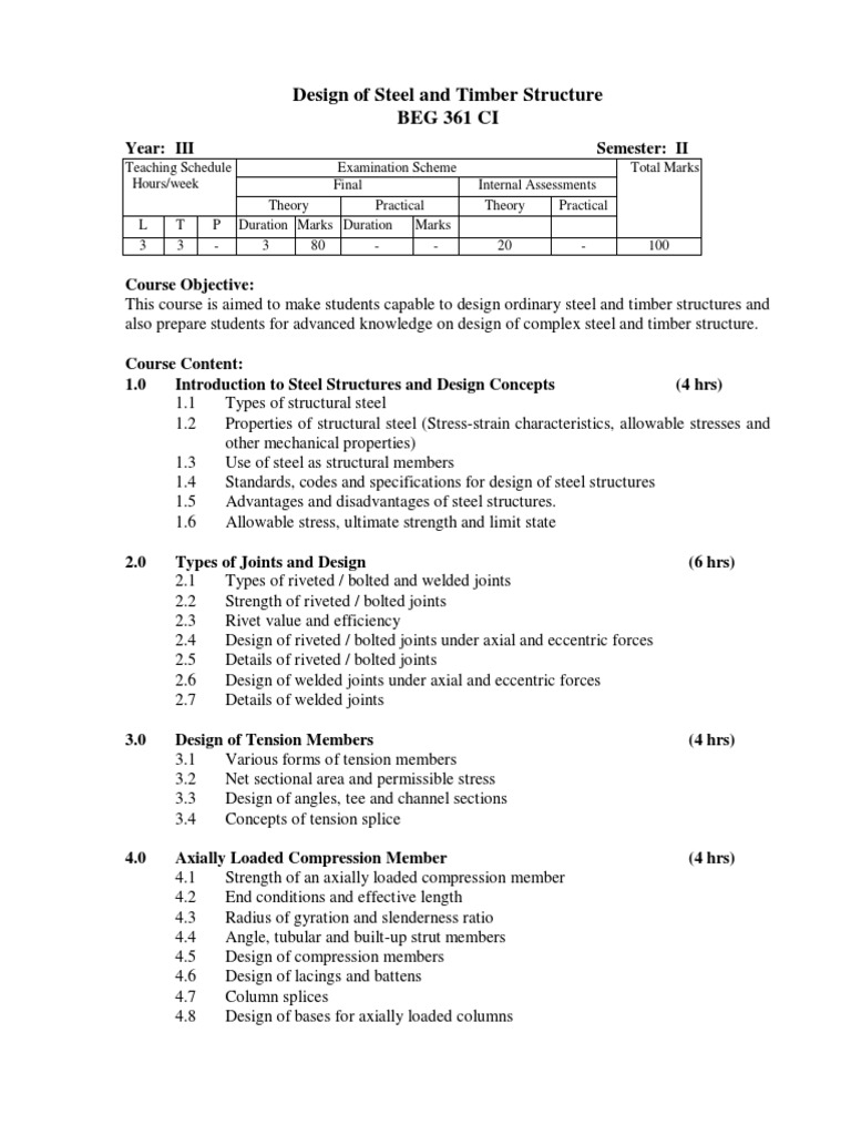Design of Steel and Timber Structures, New | PDF | Beam (Structure) | Truss