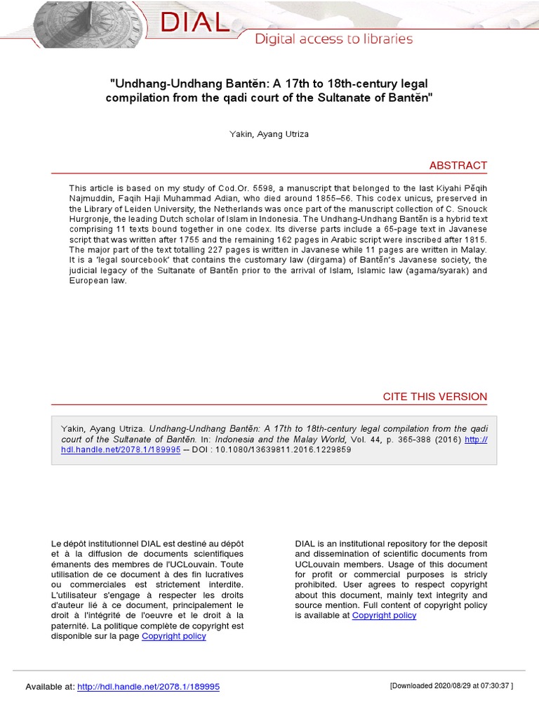 Undhang-Undhang Banten PDF | PDF | Manuscript | Java