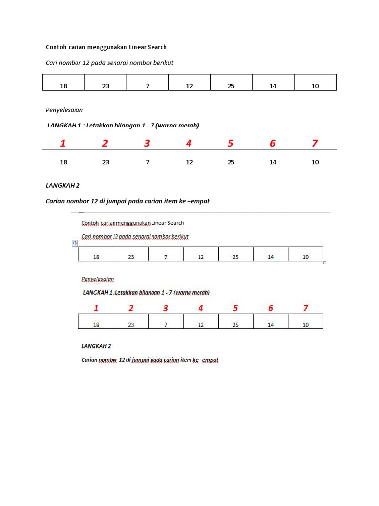 Contoh Carian Menggunakan Linear Search | PDF