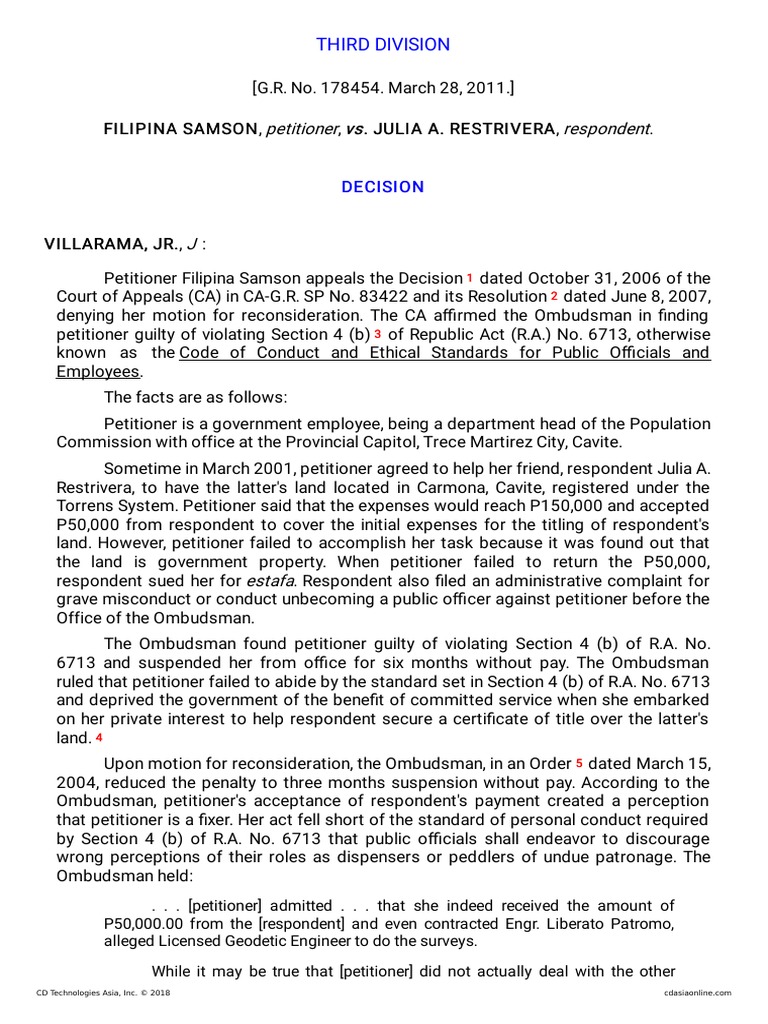 Samson v. Restrivera | PDF | Fraud | Employment