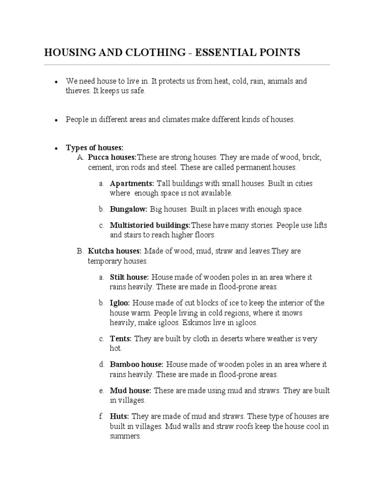 Housing and Clothing | PDF | Fibers | Wool