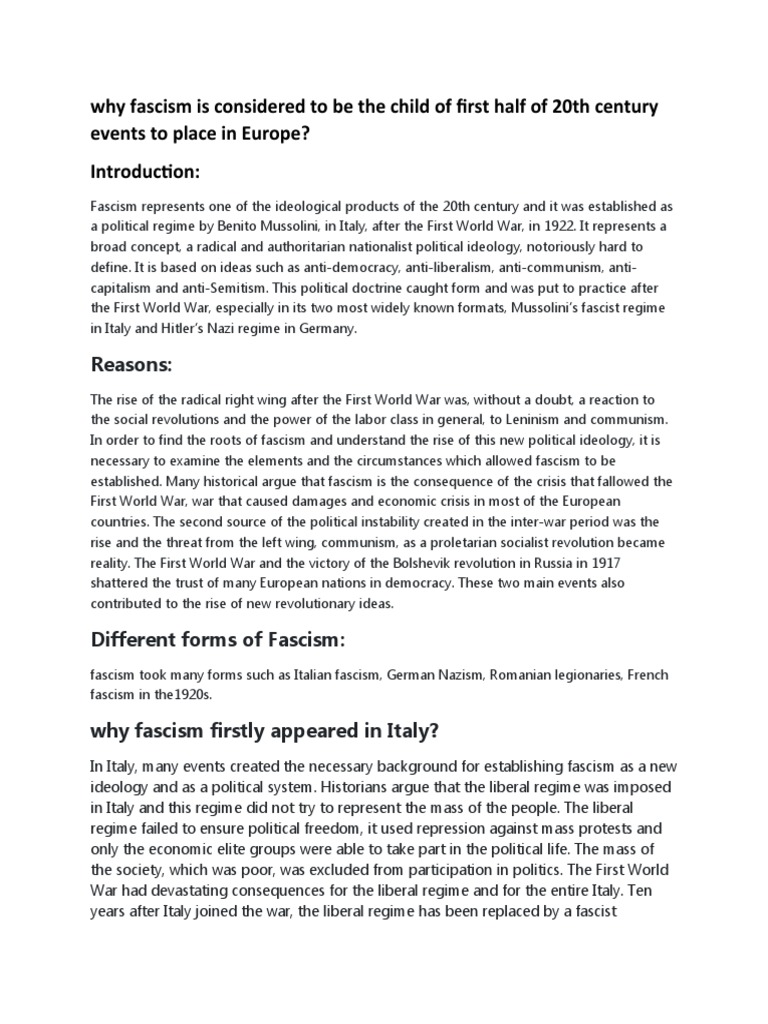 Fascism: Origins and Impact in Europe | PDF | Fascism | Nazism