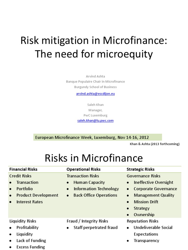 04 AA - Risk in Microfinance PDF | PDF | Microfinance | Credit Risk
