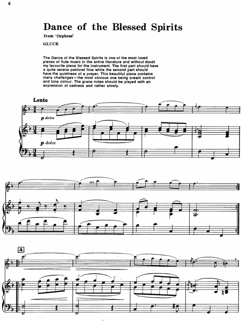 Gluck - Dance of The Blessed Spirits (FL, PF) | PDF
