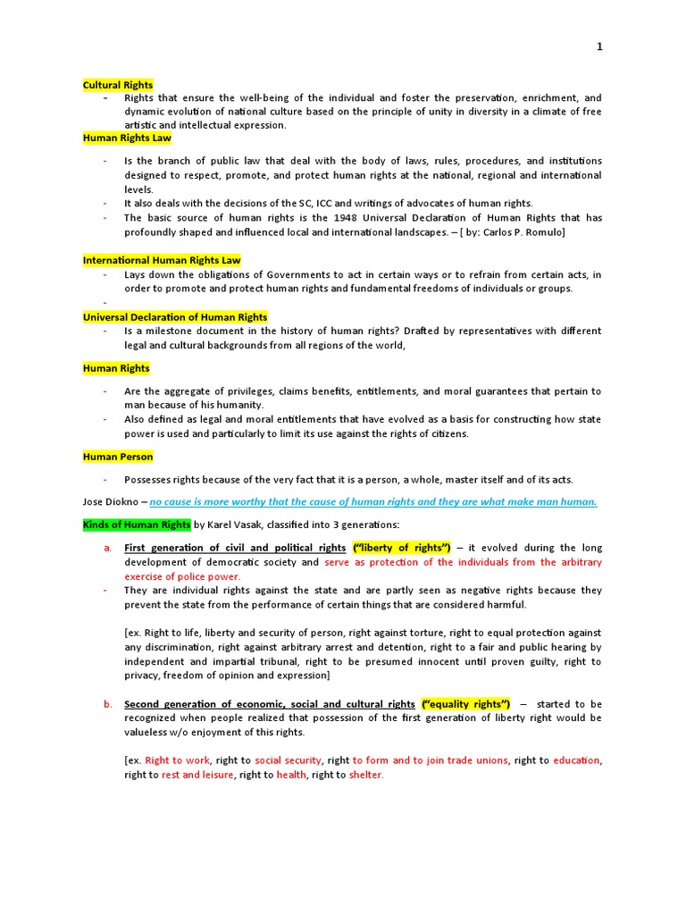 Human Rights NOTES | PDF | Human Rights | Rights