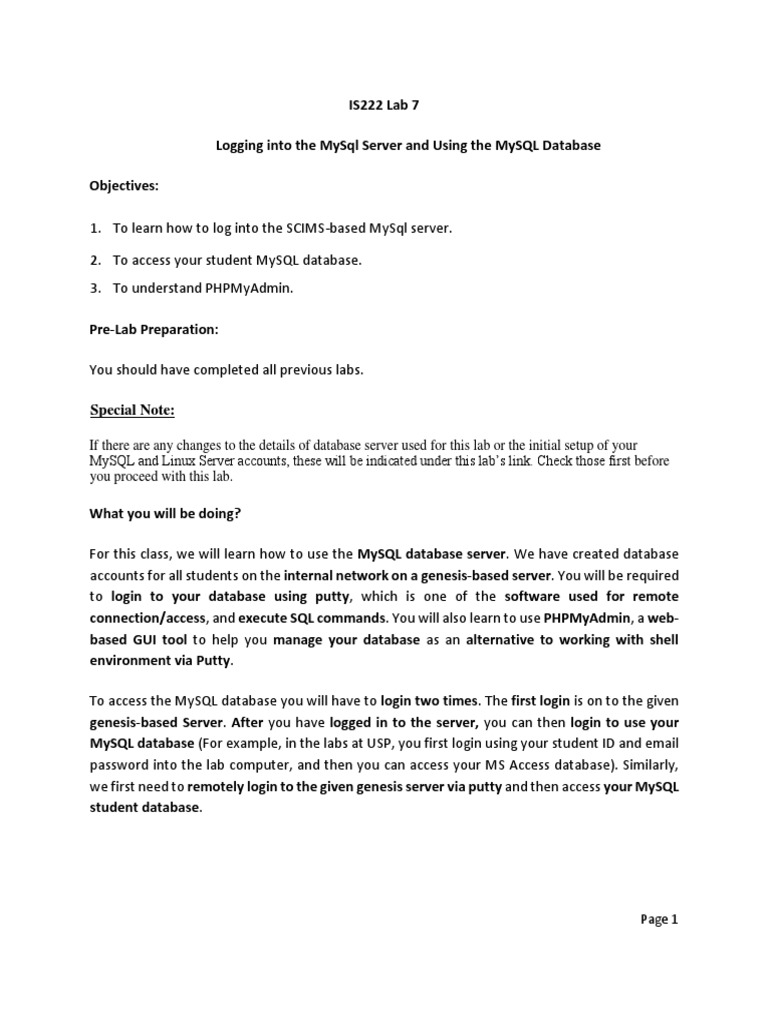 Lab 7 | PDF | Databases | My Sql