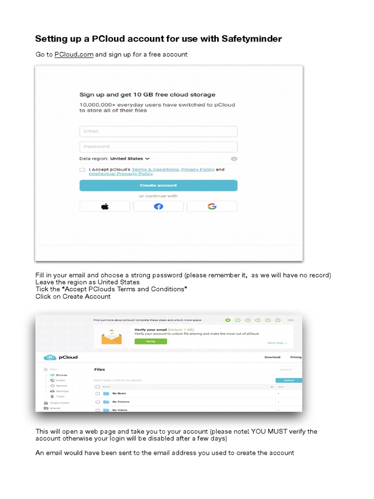 PCloud Setup PDF | PDF | I Cloud | Login