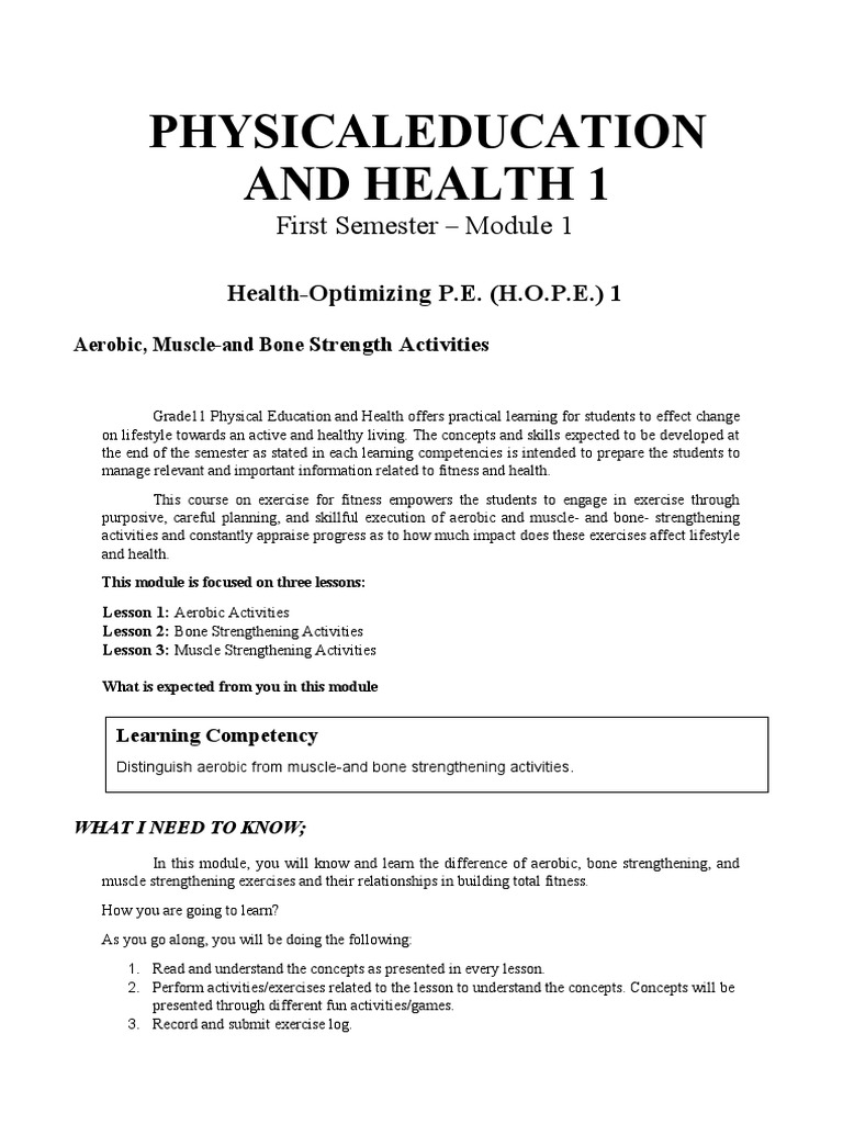 Physical-Education-And-Health-11-Module 1 | PDF | Aerobic Exercise ...