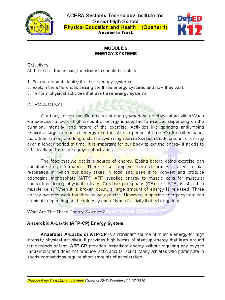 Physical-Education-And-Health-11-Module 2 | PDF | Aerobic Exercise ...