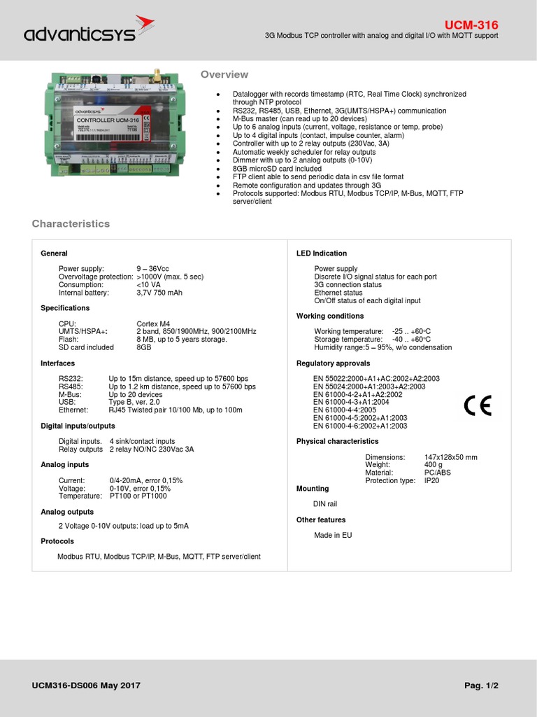 UCM-316 Datasheet PDF | PDF | File Transfer Protocol | Input/Output