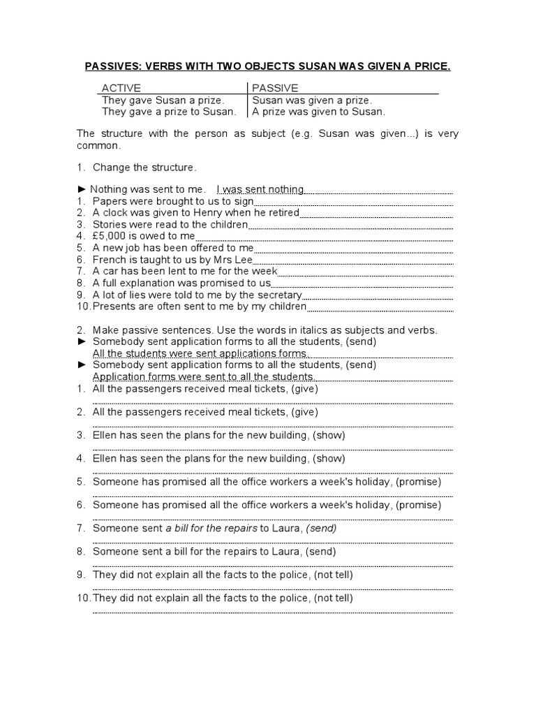 Double Passive 2 18marzo | PDF | Subject (Grammar) | Syntactic ...