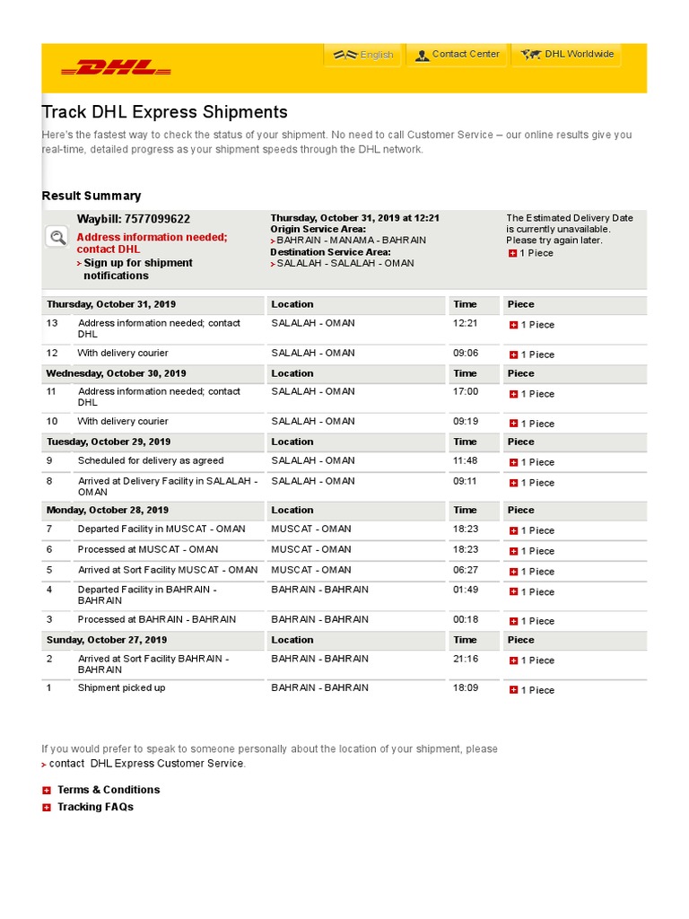 Track DHL Express Shipments: Result Summary | PDF | Oman | Courier