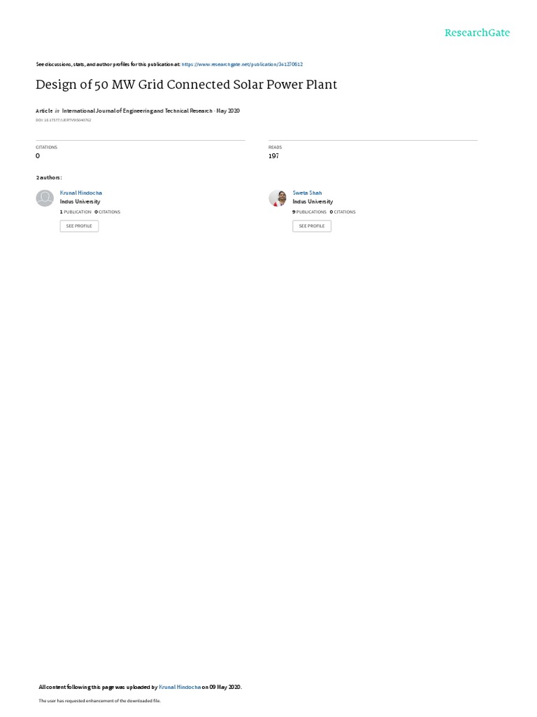 Design of 50 MW Solar | PDF | Solar Power | Photovoltaics