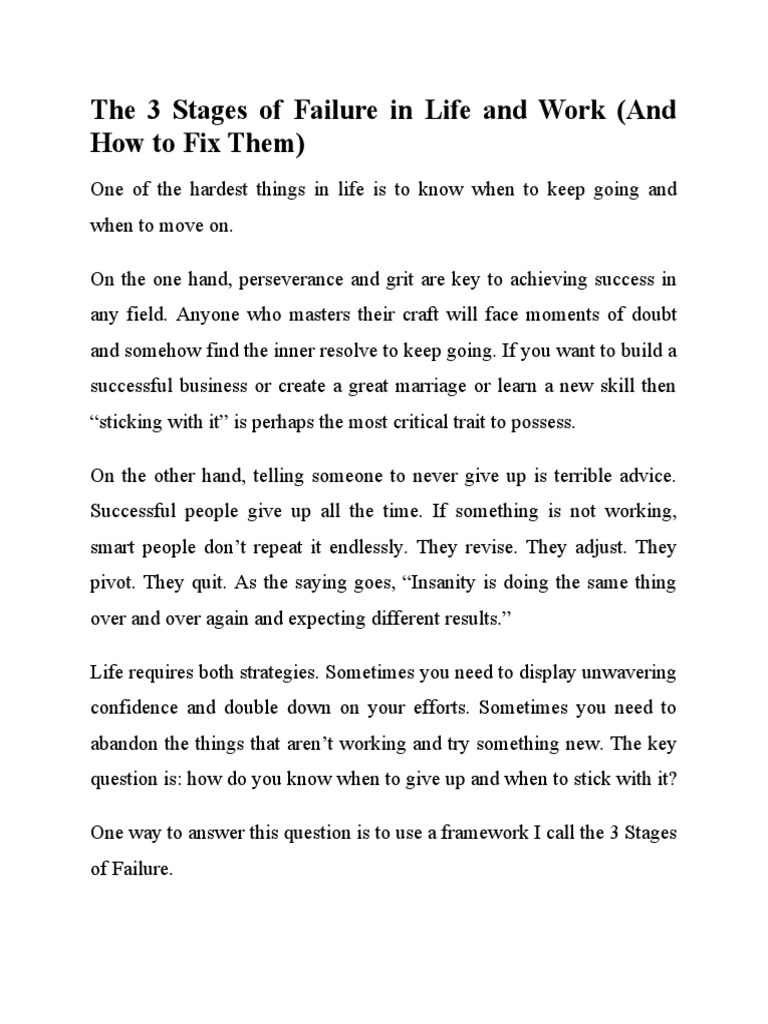 The 3 Stages of Failure in Life and Work | PDF