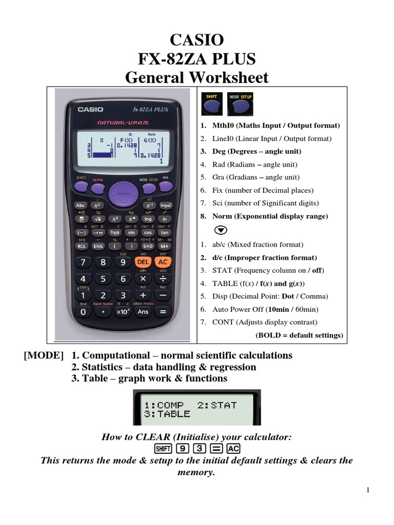 CASIO FX-82ZA PLUS General Worksheet | PDF | Regression Analysis ...