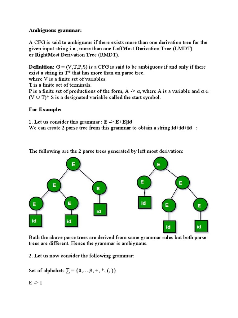 Ambiguous Grammar | PDF | Computer Science | Language Mechanics