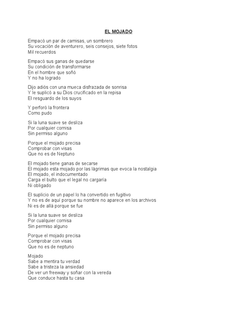 Cancion El Mojado | PDF