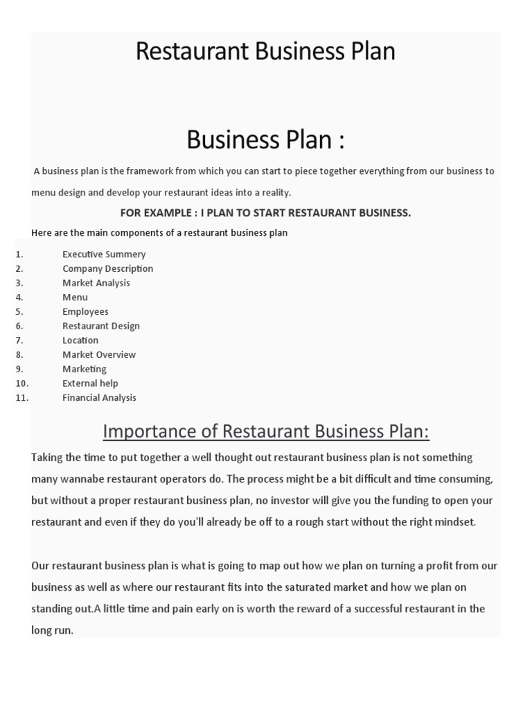 Comprehensive Restaurant Business Plan | PDF | Menu | Market Analysis