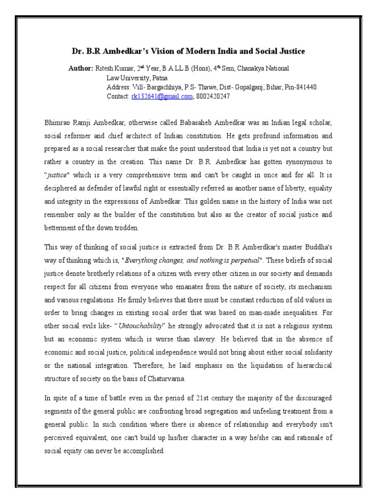 Dr. Br. Ambedkar's Vision of Modern India and Social Justice (Vacation ...
