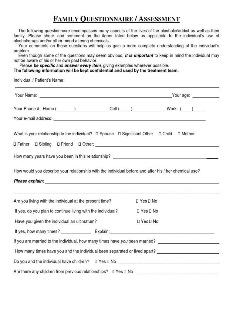 Family Questionnaire Print | PDF | Substance Abuse | Substance Dependence