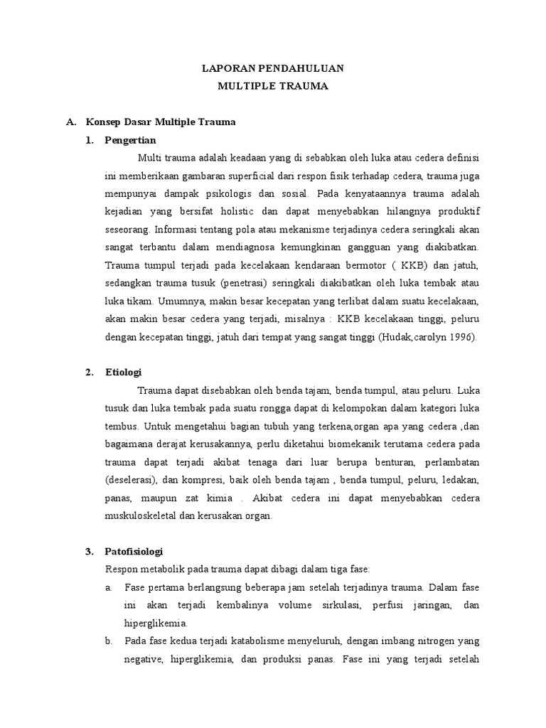 Laporan Pendahuluan Multiple Trauma | PDF