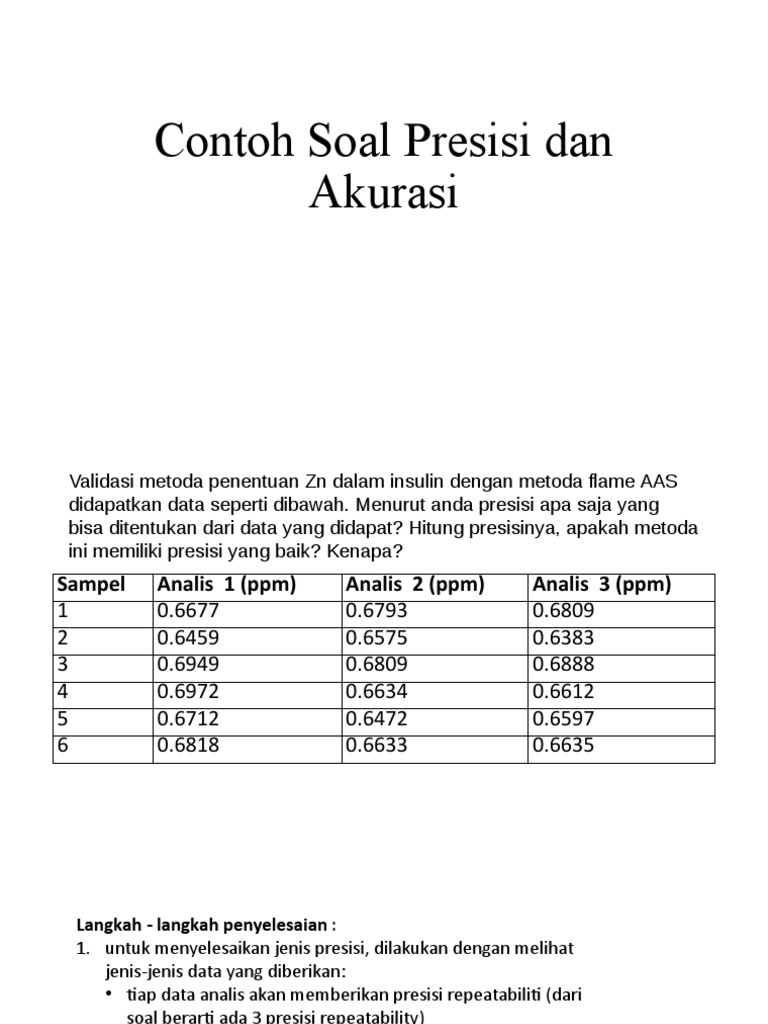 Contoh Soal Presisi Dan Akurasi | PDF