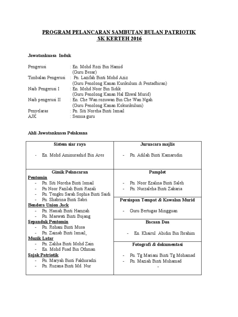 AJK Program Pelancaran Bulan Patriotik | PDF
