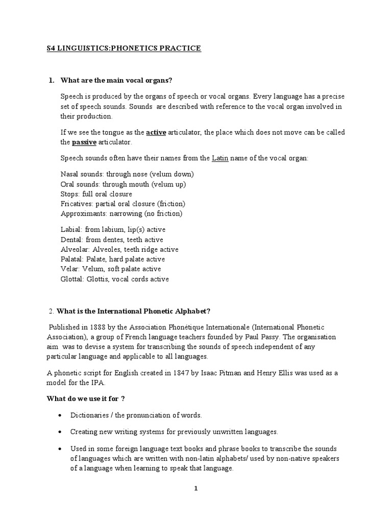 Phonetics Exercise 1 KEY | PDF | Phonetics | Vowel