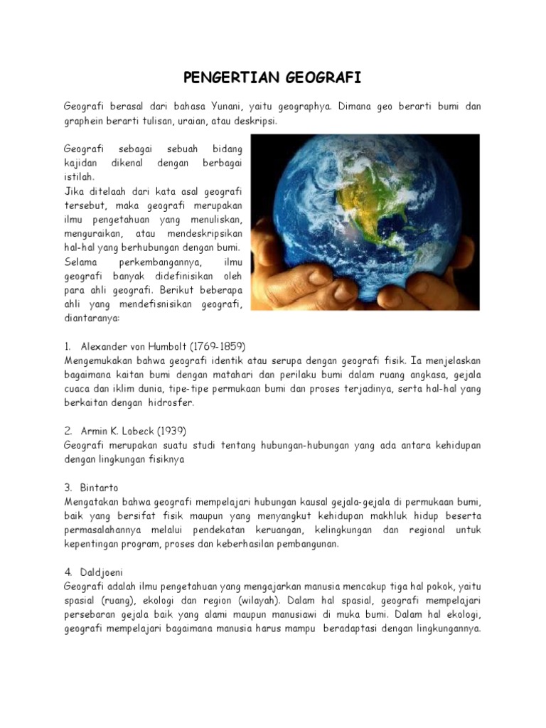 Pengertian Geografi | PDF